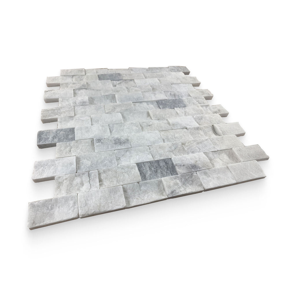 Daphne White 1x2 Split Face Brick Mosaic – Bodega Style